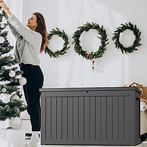 ROJIK Outdoor Storage Housing Deck Box-Waterproof Patio Furniture,Garden Tools,Cushions,Pool Accessories Storage Waterproof Resin Box with Capacity (230 Gal & Black)