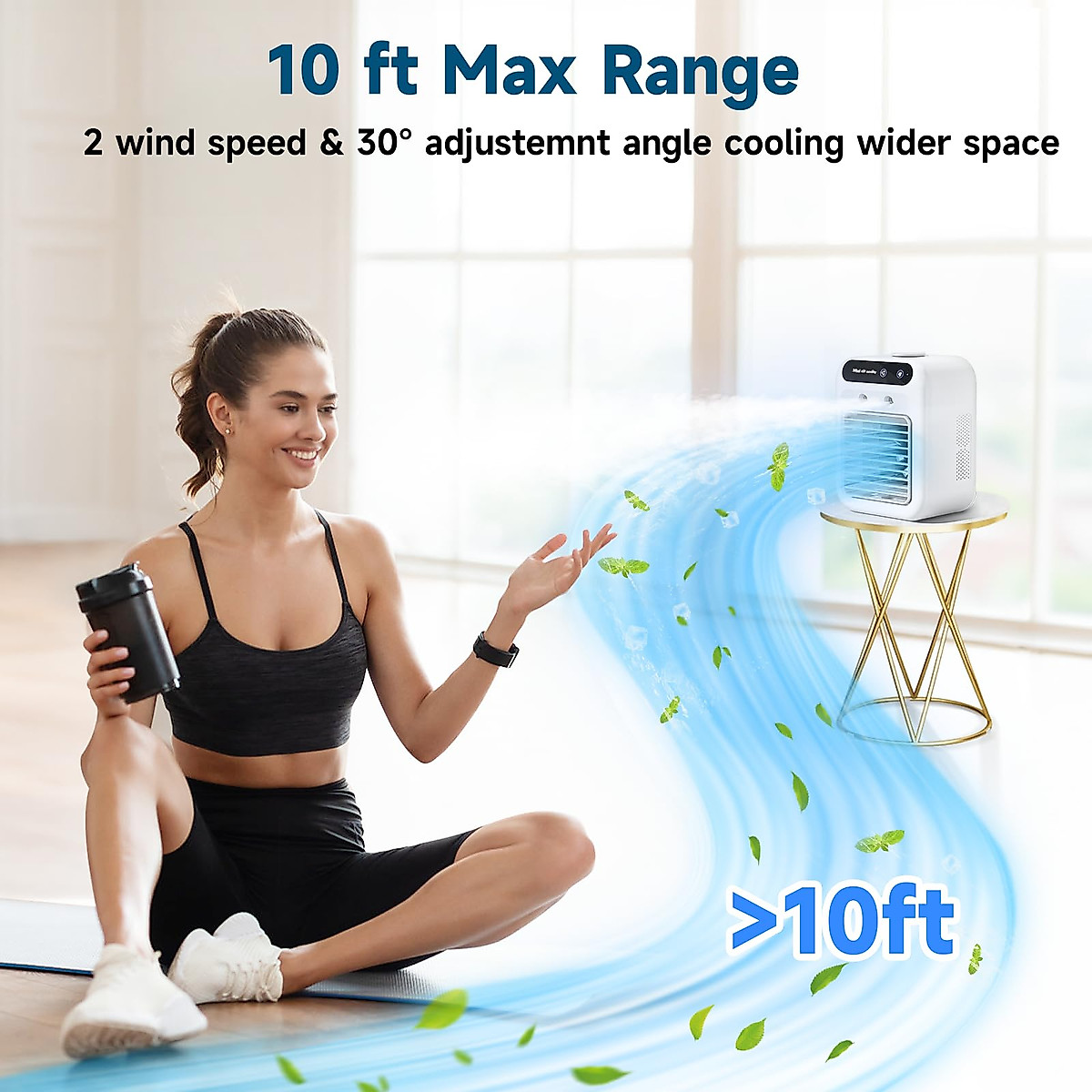 Portable Air Conditioners, Tusivo Cooling Fan Mini Air Conditioner with 2 Cool Mist & Speeds, Personal Air Conditioner Evaporative Air Cooler Fan Small AC Unit for Desk Bedroom Office Camping