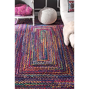 nuLOOM Tammara Bohemian Hand Braided Area Rug, 5x8, Blue