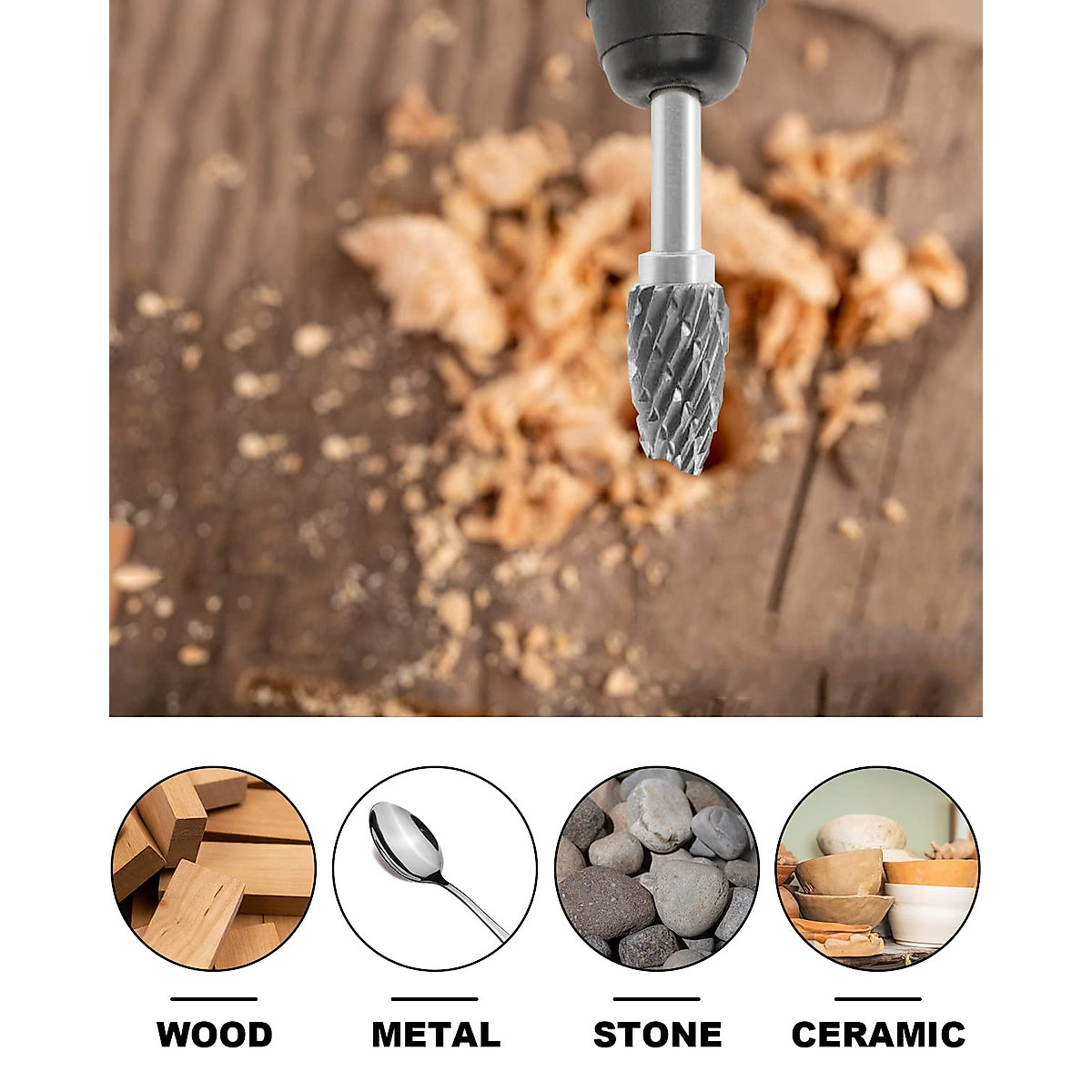 AKCIAON Carbide Burr Set 20PC Rotary Grinder Burr Bits,1/8" Shank Die Grinder Bits,Professional Tungsten Double Cutting Burrs Compatible with Dremel Carbide Bits for Metal Carving Grinding Engraving…