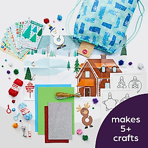 Highlights for Children Christmas Craft Kit for Kids, 5 Holiday Crafts in 1, Create a Jumbo Winter Wonderland Sticker Art Poster, Mini Christmas Trees, Ornaments, and Pom Pom Pals, Ages 6+