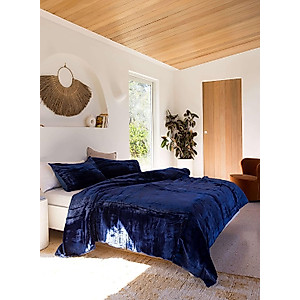 DecorAvenue Ultra-Luxe Solid Velvet Duvet Cover, Boho Bedding UO Comforter Bedding Donna Cover,3 Pc Duvet Set, Velvet Bedding Set (Royal Blue,Over Size 120" x 120")