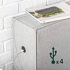 ZINUS Finley Upholstered Platform Bed Frame with Headboard Shelf / USB Ports Included / Wood Slat Support / No Box Spring Needed / Easy Assembly, Queen