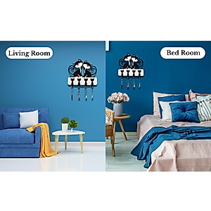 ARCORP Wooden Cat Key Holder for Wall with Four Cute Keychains, Mounting Hardware - Decorative Handcrafted Cat Puzzle Key Organizer and Home Decor - Eco-Friendly Wood Key Hanger