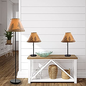 Catalina Lighting 58" Rustic Cabin Lodge 3-Piece Table & Floor Lamp Set with Pull Chain, Forest Print