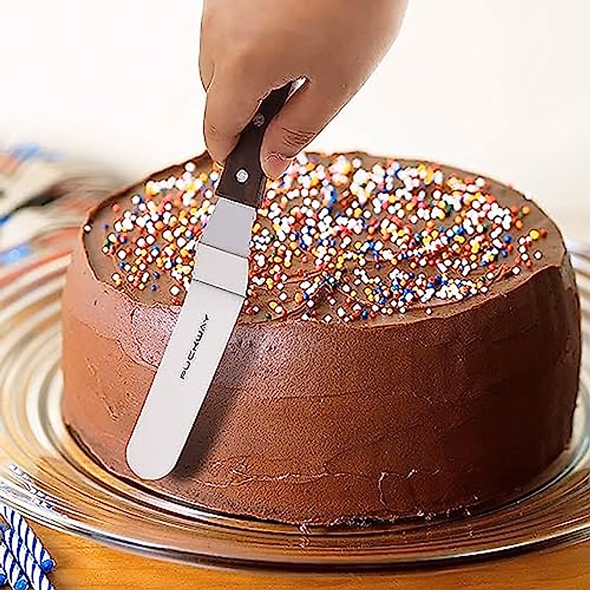 Offset Icing Spatula, Cake Angled Spatula Set with 6, 8, 10 Inch Blades, Cake Decorating Frosting Spatulas with Stainless Steel Handle (6,8,10 J79)