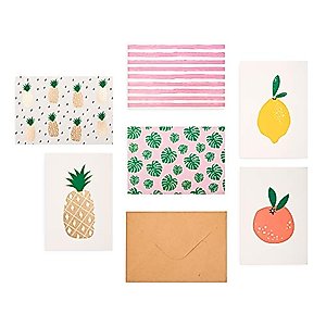 OUTSHINE Blank Notecards and Envelopes Set in Cute Storage Box - 48 (Fruit) 3.5" x 5" | Bulk Blank Note cards with Envelopes for All Occasion | Small Greeting, Stationary, Birthday, Thank You Cards