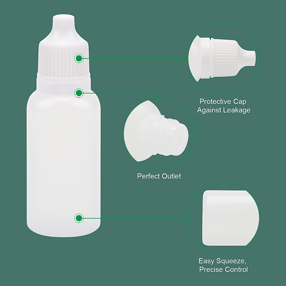 AHIER 50PCS Plastic Dropper Bottle, Eye Dropper Bottle, 15ML Empty Plastic Squeezable Eye Dropper bottle LDPE with Childproof Cap