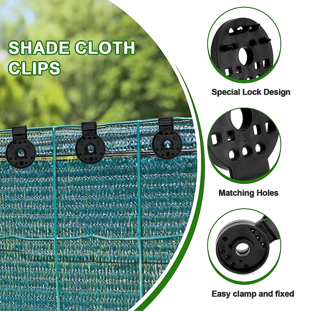 50 Pcs Shade Cloth Clips, 2024 Shade Cloth Plastic Clips Greenhouse Shade Cloth Fix Clamp, Windproof Awning Clamp Grip Tarp Clips for Sunshade Net, Anti Bird Netting, Garden Netting, Patio Accessories