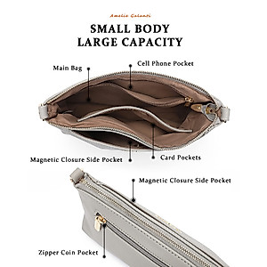 AMELIE GALANTI Small Medium Size Crossbody Bag purse for Women,leather Shoulder handbag with Adjustable Strap (GREY)