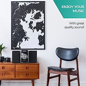 Philco Mini Stereo Shelf Systems CD Player with Digital FM Radio, Bluetooth Streaming, Remote Control in Black | LCD Display | 3.5mm Headphone Jack | MP3 & AUX Port Compatible | USB Playback