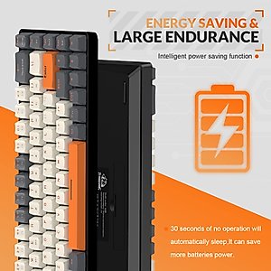 MAGIC-REFINER RK68 60% Wireless Mechanical Keyboard, Bluetooth 5.0/2.4GHz with Dual Mode 2-in-1 Receiver, Compact 68-Key Hot Swappable Gaming Keyboard, Linear Red Switch for PC Mac Xbox Smartphone