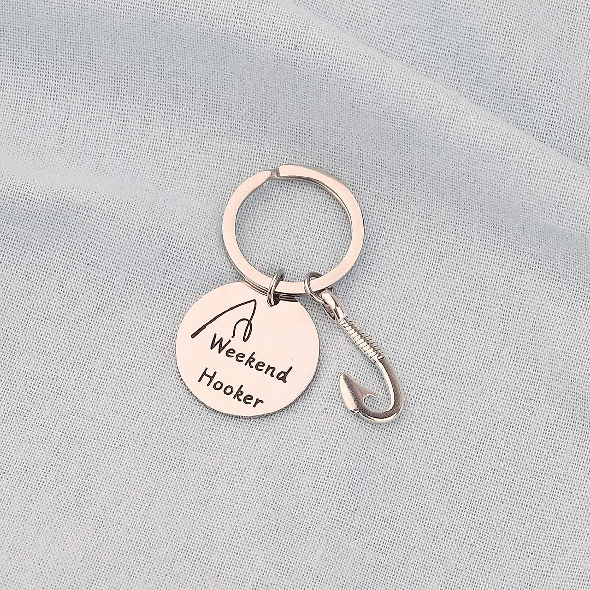 POTIY Fishing Jewelry Fish Hook Keychain Weekend Hooker Fish Hook Fishing Hooker Hook Line Fishing Gift for Fishing Lover Gift (Fish Hook Keychain)