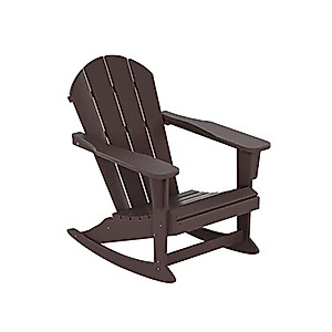 WO Home Furniture Patio Rocking Chair Set of 3 PCS Classic Outdoor Adirondack Rocker Chairs & Table (Dark Brown)