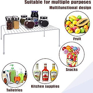 JBESUHI Large (16.1 x 10.2 Inch) Cabinet Storage Shelf Rack, Kitchen Shelves，Kitchen Counter and Cabinet Shelf, Storage Rack Organizer for Kitchen, Fridge, Cabinet, Bathroom Cupboard (White, 4)