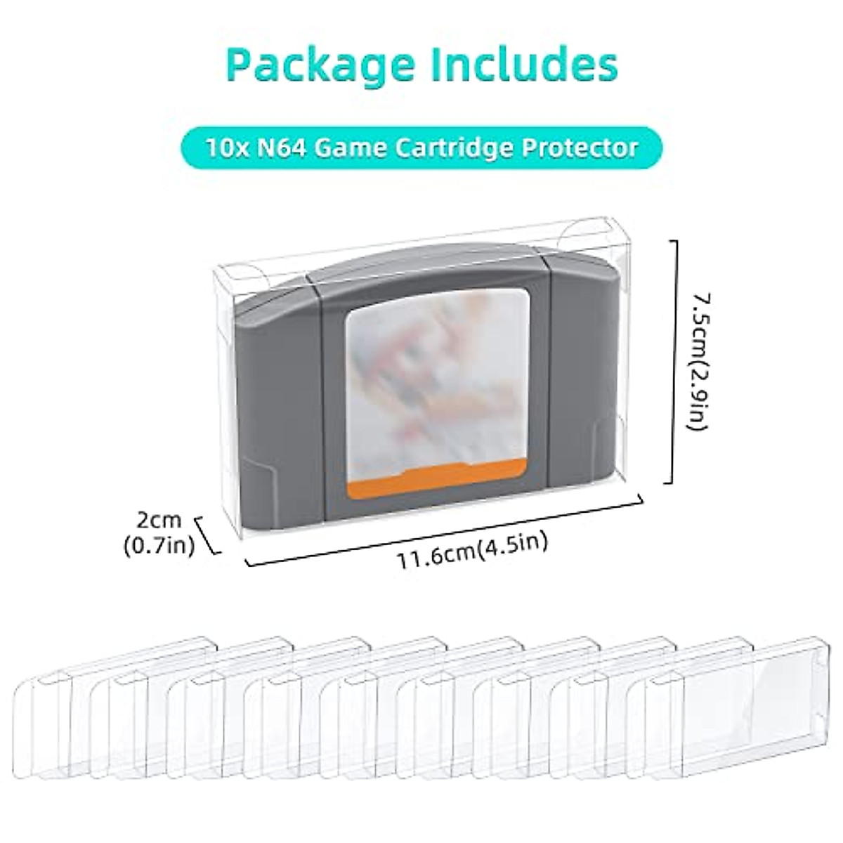 Mcbazel LOT 10 Clear Case Sleeve Protector for Nintendo N64 Games Cartridge (Set of 10)