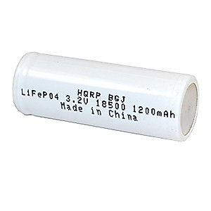 HQRP Battery 4-Pack 1200mAh IFR-18500 18500 3.2v LiFePO4 Lithium Phosphate compatible with Solar Garden Landscape Patio Light Spotlight Rechargeable Button Top without PCB 52mm