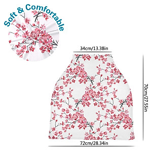 Baby Car Seat Covers Canopies for Boys Girls Branches of Cherry Blossoms Infant Stroller Cover Nursing Cover Breastfeeding Scarf Warm Windproof