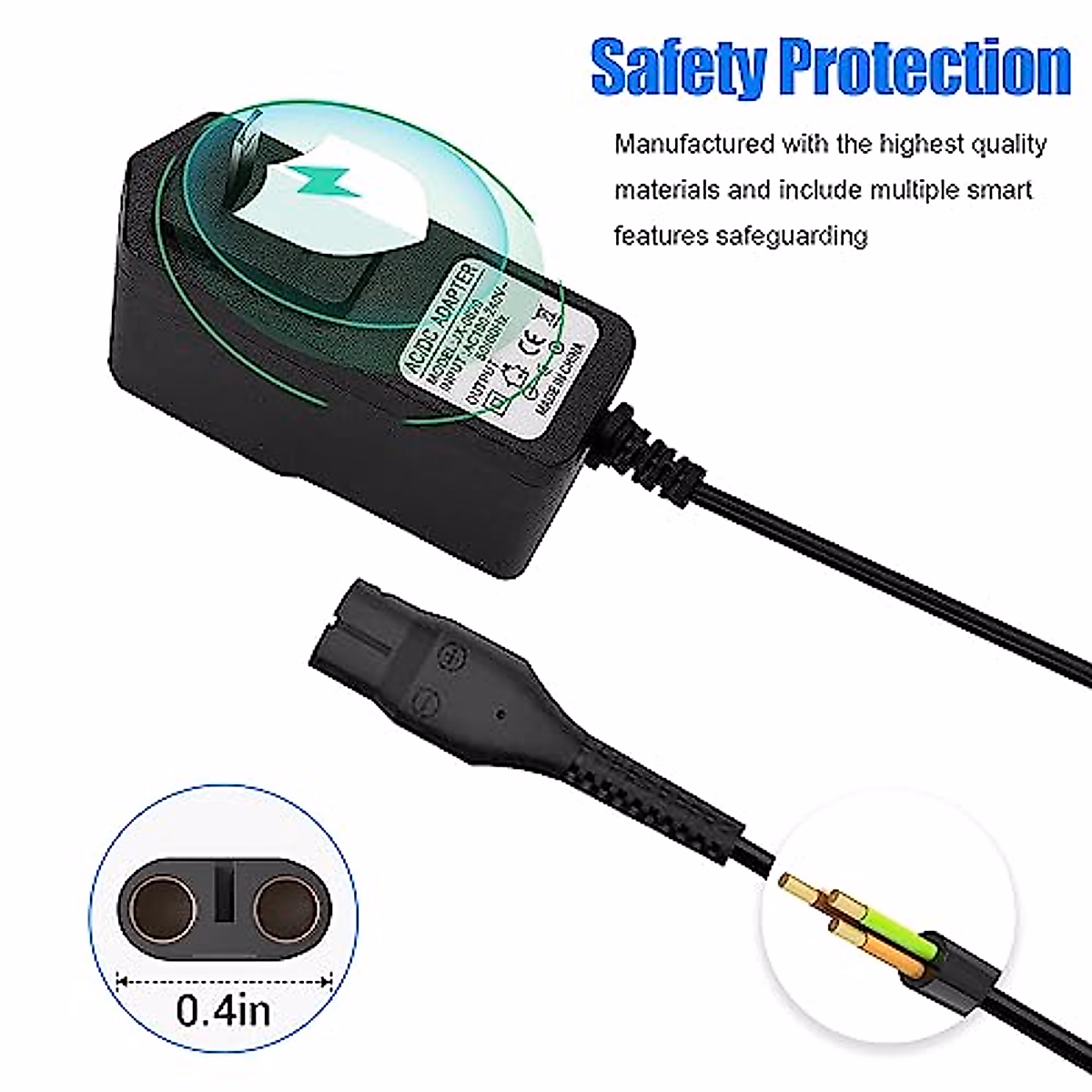 4.3V 70mA Electric Shaver Charger for Philips A00390, for Philips Norelco Oneblade QP2520, QP2520 / 90, QP2520 / 70, QP2520 / 72, Grooming Trimmer Razor Power Adapter Power Supply Cord