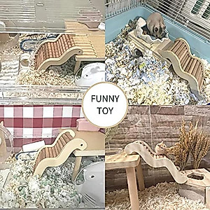 JanYoo Hamster Climibing Toys Ladder Bridge Ramp Chew Toy Wooden for Hamsters Gerbils Rat Small Animals Cage Accessories