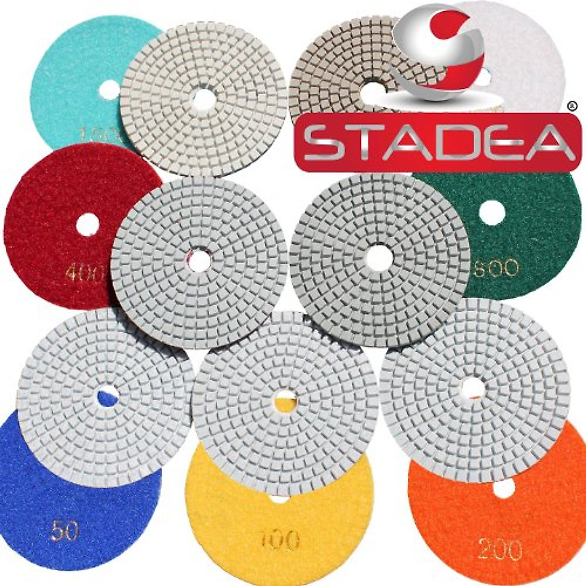 Diamond Polishing Pads 4" inch Wet/Dry Set of 11+1 Backer Pad Best Value Granite Concrete