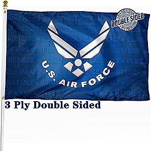 XIFAN Premium Double Sided Flag for US Air Force USAF 3x5 FT - Heavy Duty 3ply Polyester Durable Vibrant Print Double Stitched - Military Indoor Outdoor Banner