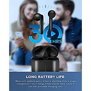 Wireless Earbuds Bluetooth 5.0 Headphones with Charging Case, IPX8 Waterproof, 3D Stereo Air Buds in-Ear Ear Buds Built-in Mic, Open Lid Auto Pairing for Android/Samsung/Apple iPhone - (Black)
