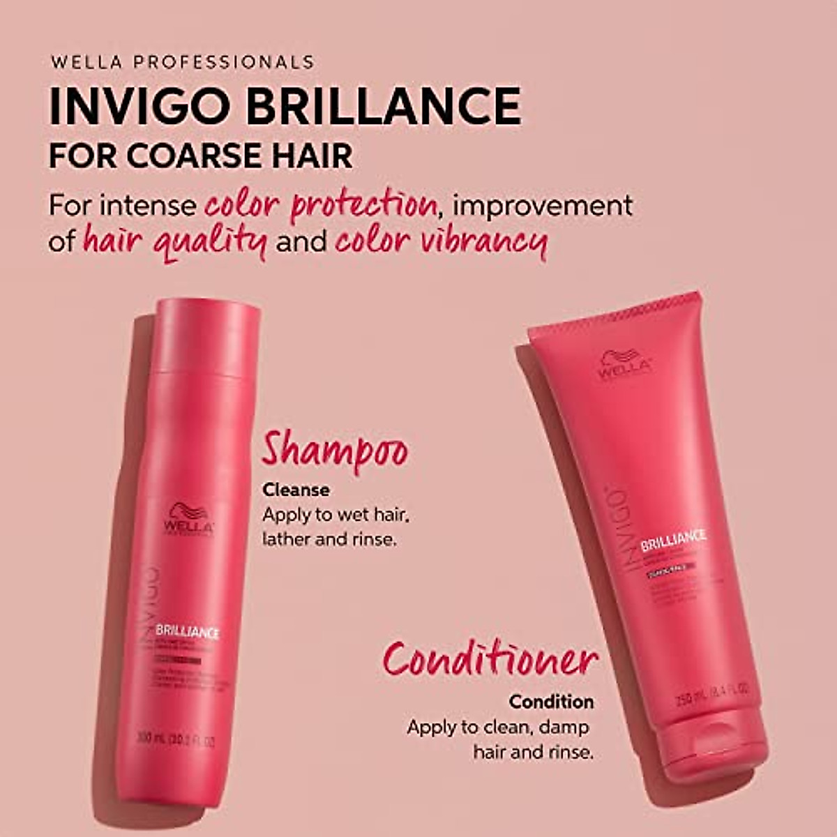 Wella Professionals Invigo Brilliance Shampoo & Conditioner Set For Coarse Hair, For Color Protection & Color Vibrancy