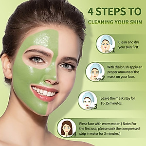 Green Tea Clay Facial Mask, LIVYUYAO Green Clay Mask with Volcanic Mud, Deep Washing Blackhead Remover Mud Mask, Purifying Facial Mask for Wrinkles, Blackheads, Pore, Acne (5.29oz)