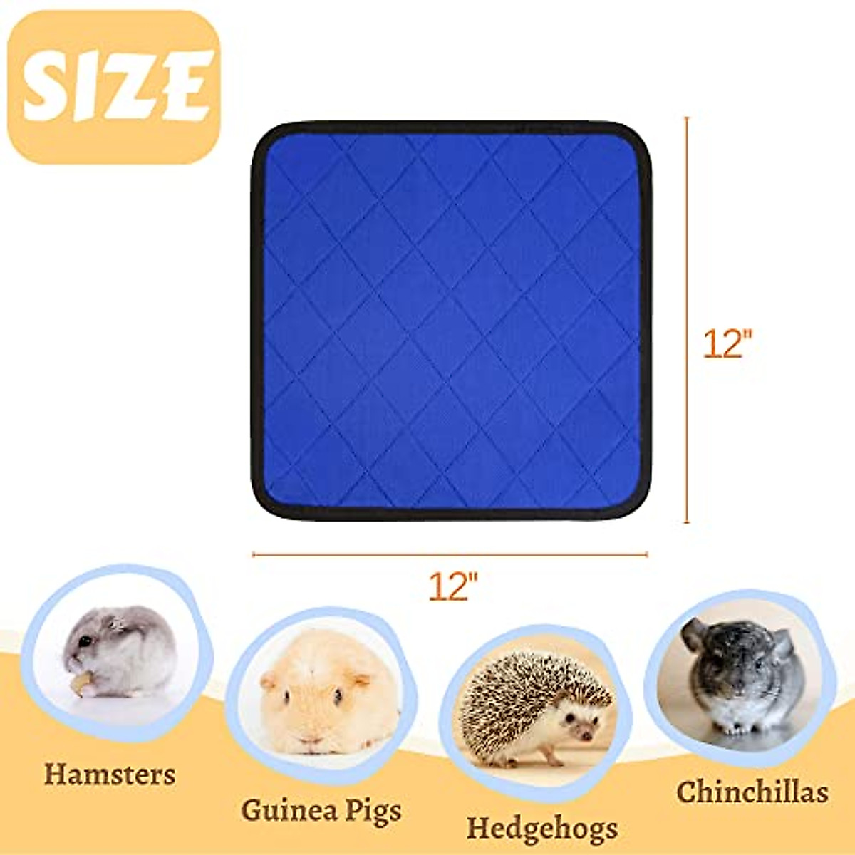 Tierecare 5 Pack Guinea Pig Cage Liner Washable Guinea Pig Pee Pad Fast Absorption Bunny Bedding Soft Hamster Bed Cage Accessories for Small Animals