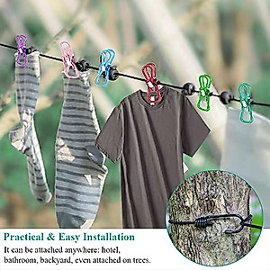 Travel Clothesline with 12 Clothespins, Windproof Portable Clothesline for Outdoor Travel Gadgets, Camping Accessories, Indoor Laundry Drying, RV Accessories, Junvaia Stretchy Retractable Clothes Line