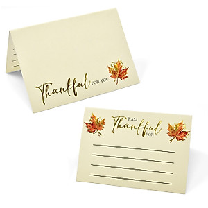 100 Pcs Thanksgiving Table Place Cards and Fill in Gratitude Cards Harvest I Am Thankful For Tent Card Autumn Name Cards Dinner Settings Fall Party