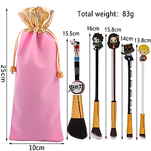 Cute Anime Demon Makeup Brushes - Anime Figure Tanjirou Nezuko Metal Cosmetic Brush Set - Eye Shadow Concealer Foundation Blusher (demon makeup brush 2)