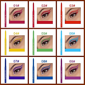 18 Colors Eyeliner Pen Set, Eye Shadow Pencil, Pearl Eyeliner Kit Metallic Eyeliner Pencil Glitter Colored Eyeliner for Women Eye&Lip Liner Professional Waterproof Retractable Eyeliner (18PCS)