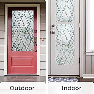 bofeifs Window Privacy Film Etched Bamboo Rainbow Window Clings 3D Non-Adhesive Stained Glass Window Film for Living Room Kitchen Lobby Porch Gaming Room 17.7 x 78.7 inches