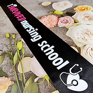 Decorit I Survived Nursing School Sash, Black, Nursing School Graduation, Graduation Gift Idea, Senior Class of 2024 Sash, Party, Congrats Grad Decorations, RN, BSN, NP, CRNA, CNM, NR