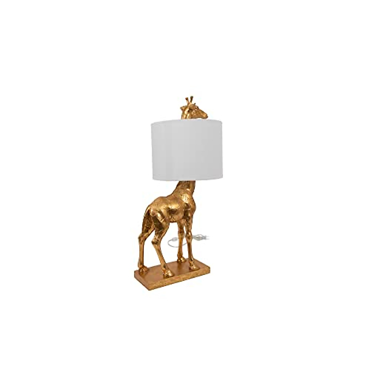 Creative Co-Op Resin Giraffe Table Lamp with Linen Shade, Distressed Gold