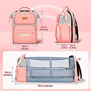 Gimars 5 in 1 Diaper Bag Backpack, Waterproof Diaper Bags for Travel with Insulated Milk Bottle Pocket, Large Capacity and Stroller Straps, Pink