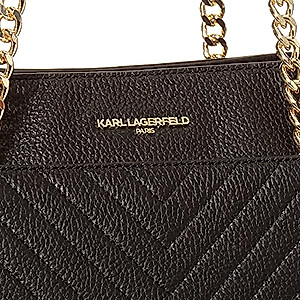 Karl Lagerfeld Paris womens Charlotte Quilted Tote Bag, Blk/Gold, One Size US