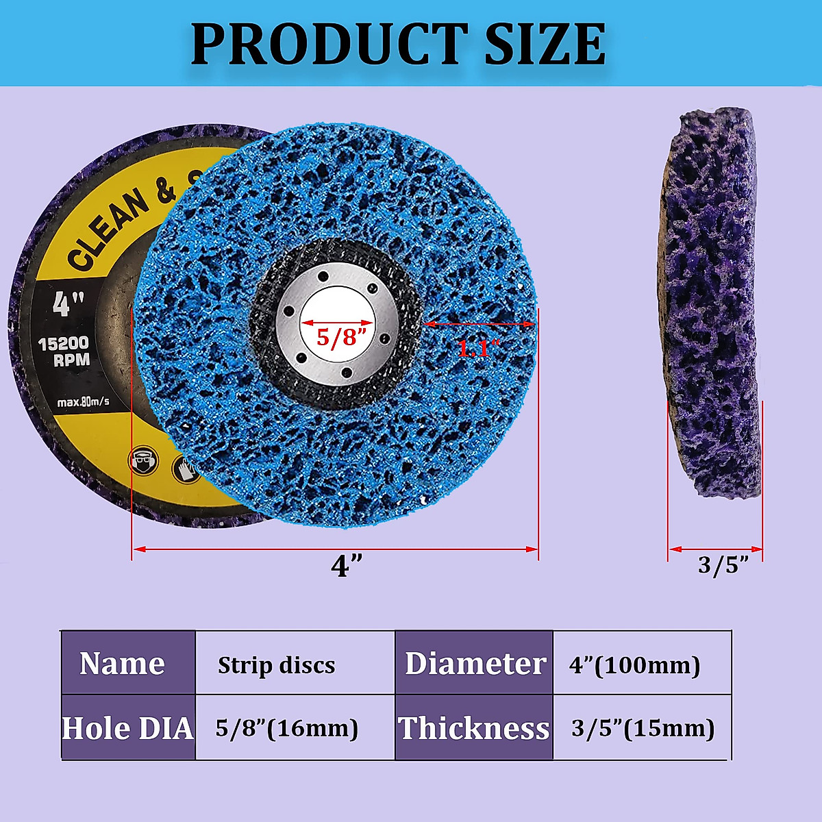 6 PCS Strip Discs Stripping Wheel for Angle Grinder, 4" x 5/8" Premium Silicone Carbide Strip Disc for Angle Grinder Clean and Remove Paint Coating Rust Welds Scaling Oxidation (100mm)