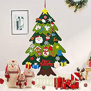 Qckarobe Felt Christmas Tree for Kids, 32Pcs Detachable Xmas Ornaments, DIY Christmas Tree Wall Hanging Decor, Christmas Crafts for Kids, Xmas Gifts, Christmas New Year Decorations