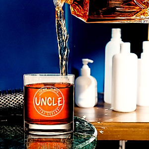 Veracco The Man The Myth Uncle The Legend Whiskey Glass Funny Birthday Gifts Fathers Day Birthday Gifts For New Dad Daddy Stepdad (Clear)