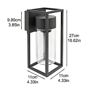 Jorunhe Rectangular Glass Wall Light, E26 E27 Wall Fixture Fitting on a Terrace, Front Door Light, for Home, Garden Wall Lantern Light, Clear Metal Lantern Garden Wall Lamp