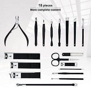 Manicure Set Professional Nail Clippers Kit Pedicure Care Tools- Stainless Steel Women Grooming Kit 18Pcs for Travel or Home (Pink)