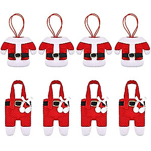 Warmstor 8 Pieces Christmas Santa Claus Silverware Holders Tableware Holder Knife Fork Pouch Bag for Xmas Tree, Restaurant Hotel Party Holiday Festival Celebration Table Decoration