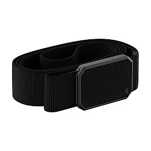 Groove Life Groove Belt Black/Black - Men's Stretch Nylon Belt with Magnetic Aluminum Buckle, Lifetime Coverage - Medium (33-36")