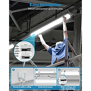 Sunco 4ft LED Vapor Tight Light Indoor Fixture Proof for Shop Light Garage, Car Wash, Workshop, Warehouse, 7000 Lumens, 3500K/4000K/5000K Selectable, 38W/46W/54W Selectable, Dimmable - ETL 4 Pack