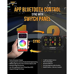 Auxbeam RGB Bluetooth 8 Gang Switch Panel AR-820 Toggle Momentary Pulsed Switch Pod for Truck UTV Offroad Boat with 47 inch Extension Wiring Harness