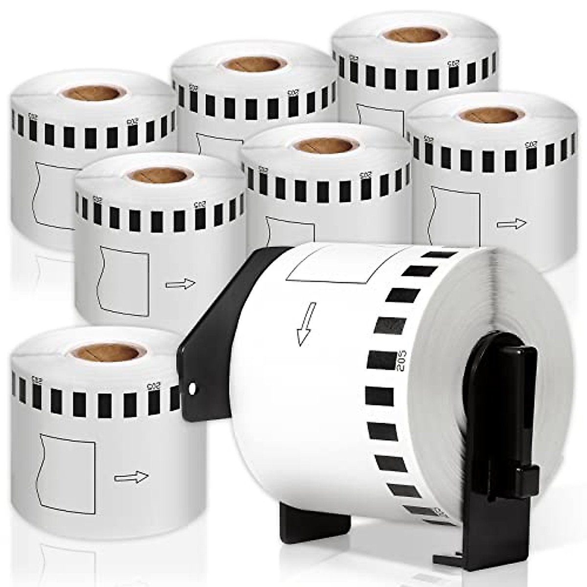 COLORWING Compatible Continuous Paper Labels Replacement for Brother DK-2205 62mm x 30.48m(2.4" x 100ft) Shipping Address Labels, for Brother QL-800, 810W, 820NWB, 1110NWB, 8 Rolls with 1 Frame