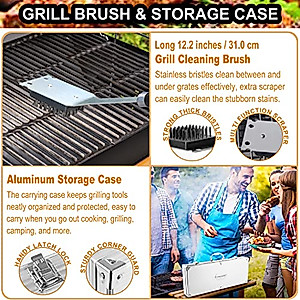 POLIGO 22PCS Grill Utensils Set for Outdoor Grill Set Stainless Steel BBQ Grill Accessories in Case - Premium BBQ Tools Grilling Tools Set Ideal Birthday Father's Day Grilling Gifts for Men Dad Women